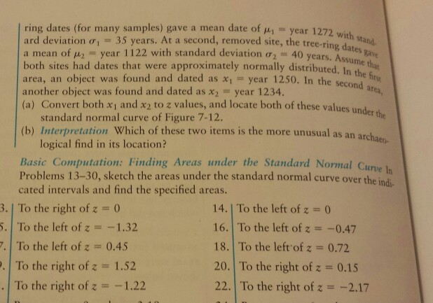 Solved ring dates (tor many samples) gave a mean date of ILI | Chegg.com