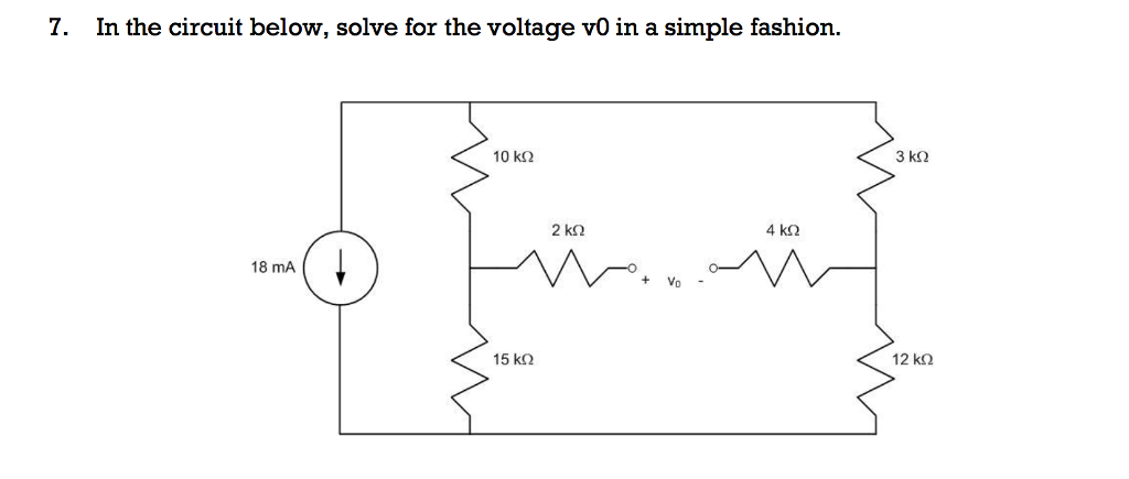 Solved 7. In the circuit below, solve for the voltage v0 in | Chegg.com