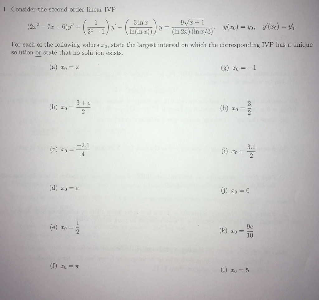 Solved Consider the second-order linear IVP (2x^2 - 7x + | Chegg.com