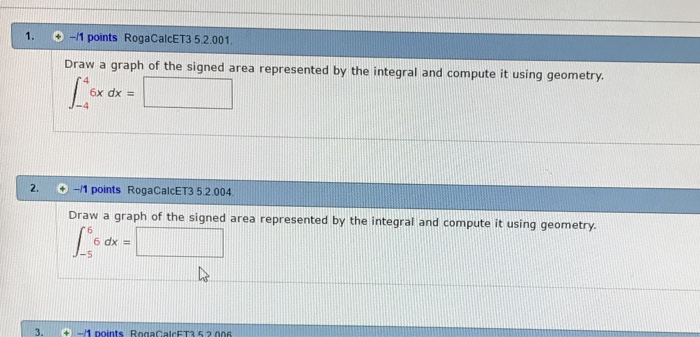 Solved Draw a graph of the signed area represented by the | Chegg.com