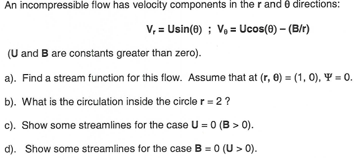 An incompressible flow has velocity components in the | Chegg.com