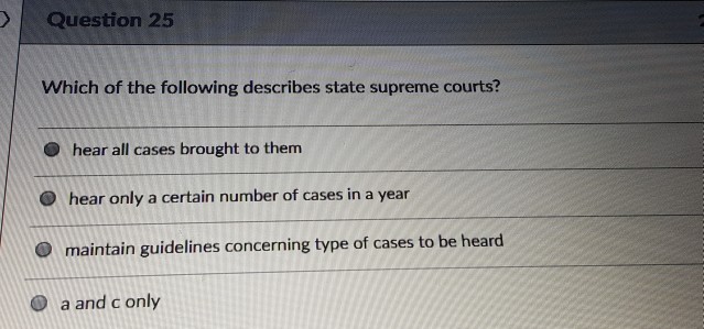 Solved Which of the following describes state supreme | Chegg.com