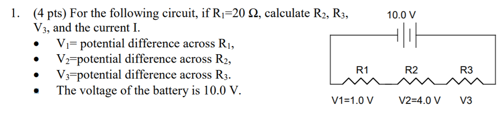 Solved (4 pts) For the following circuit, if R1-20 Ω, | Chegg.com