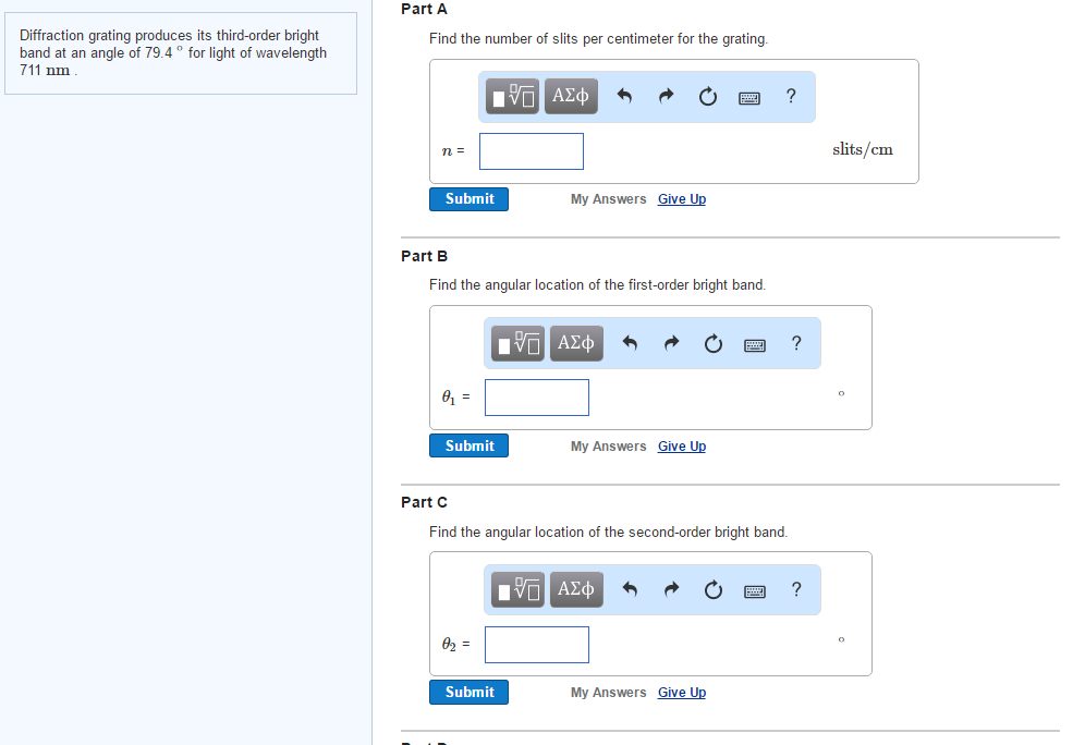Solved Diffraction grating produces its third-order bright | Chegg.com