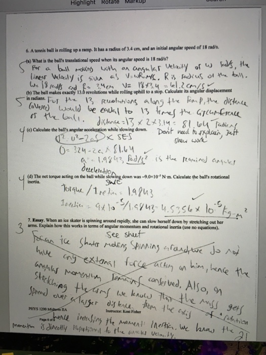 Solved A tennis ball is rolling up a ramp. It has a radius | Chegg.com
