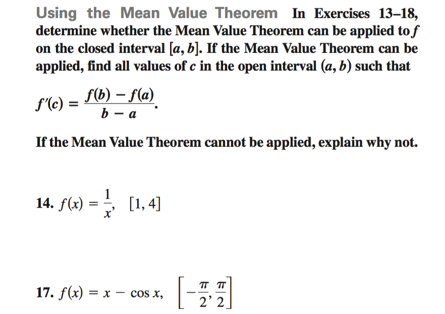 Solved Using the Mean Value Theorem In Exercises 13-18, | Chegg.com