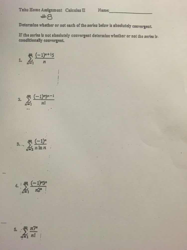 Solved Take Home Assignment Calculate II Name: determine | Chegg.com
