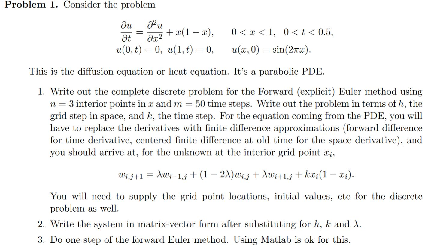 Solved Write out the complete discrete problem for the | Chegg.com