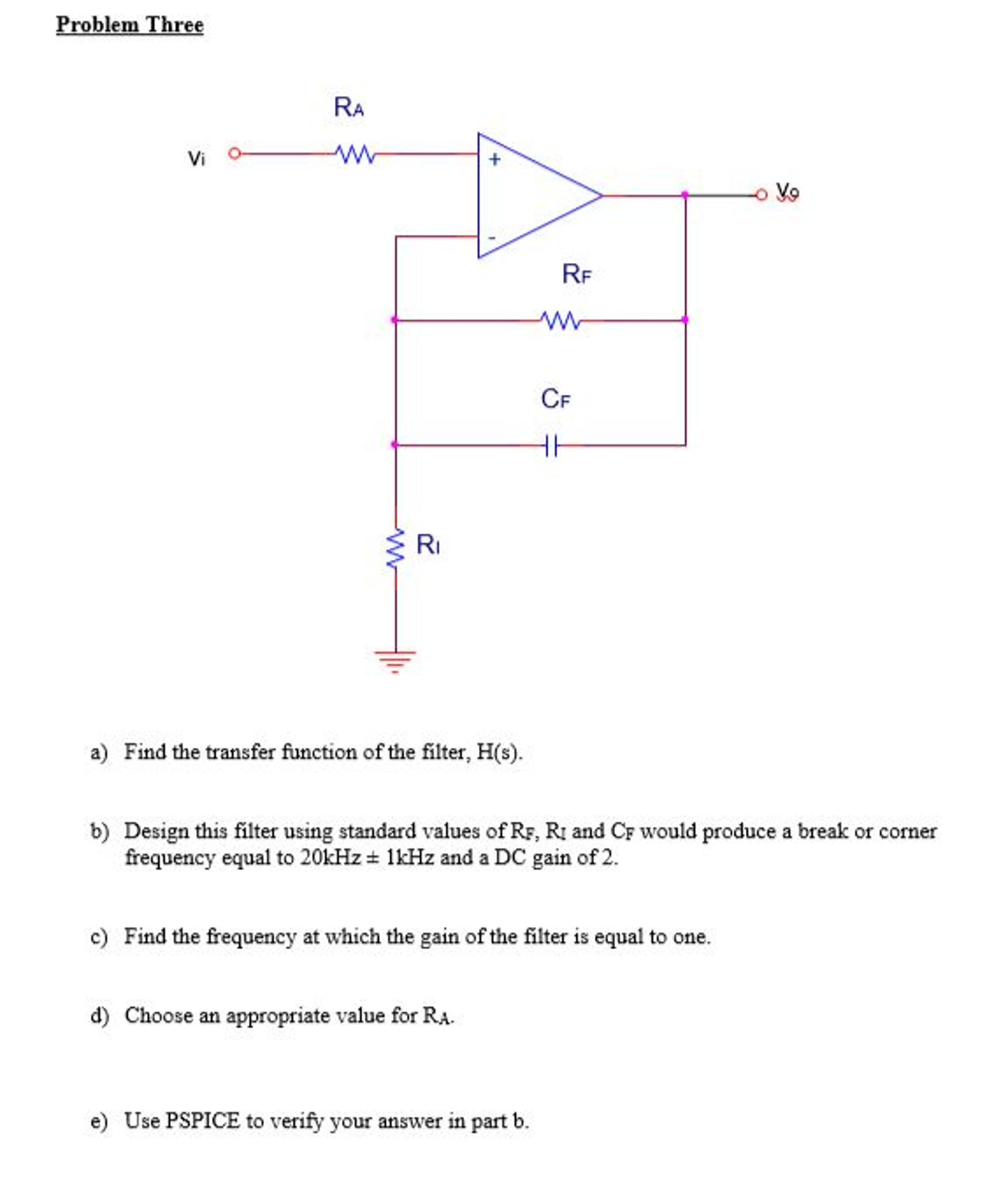 Solved Find the transfer function of the filter, H(s). | Chegg.com