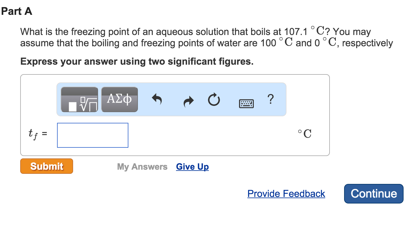 Solved What is the freezing point of an aqueous solution | Chegg.com