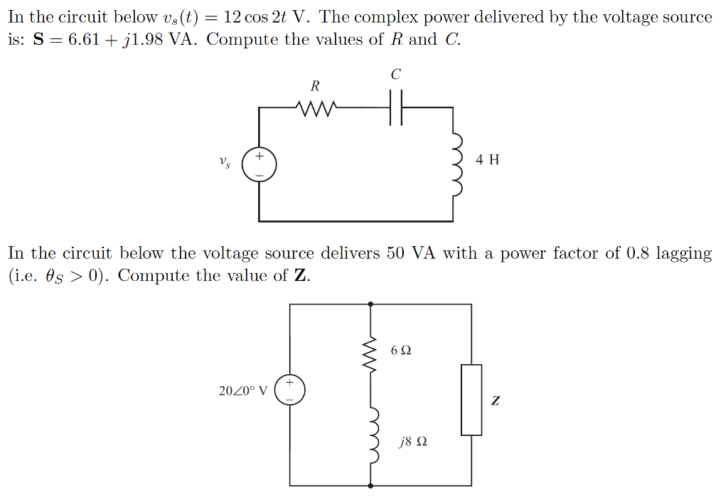 Solved In the circuit below ta t ) 12 cos 2t V The complex | Chegg.com