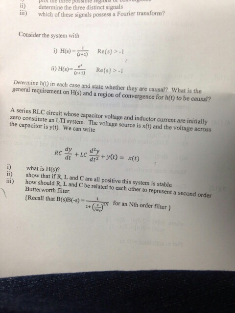 Solved ii) determine the three distinct signals iii) which | Chegg.com