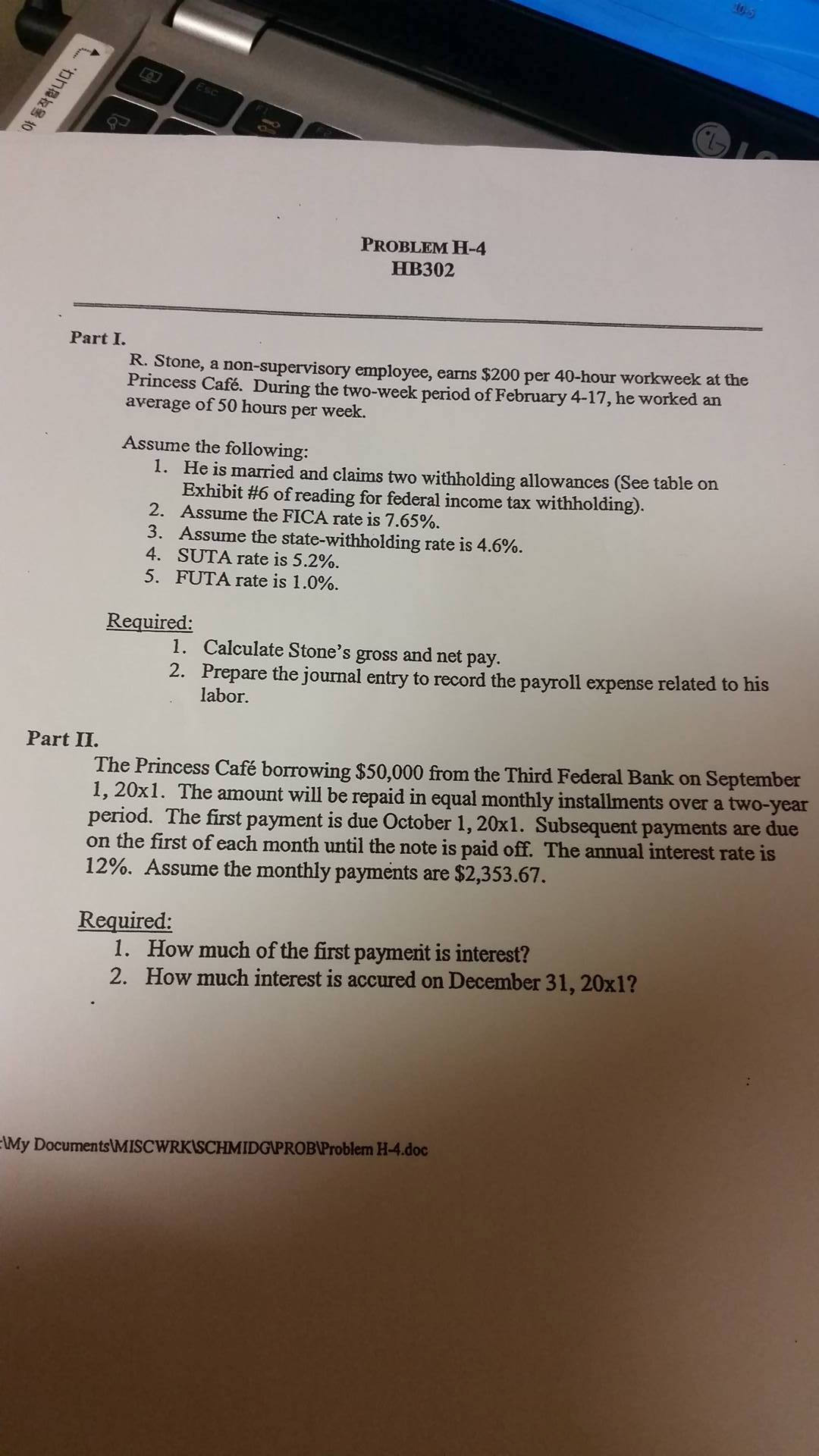 Solved can you please solve Part I and Part II required | Chegg.com