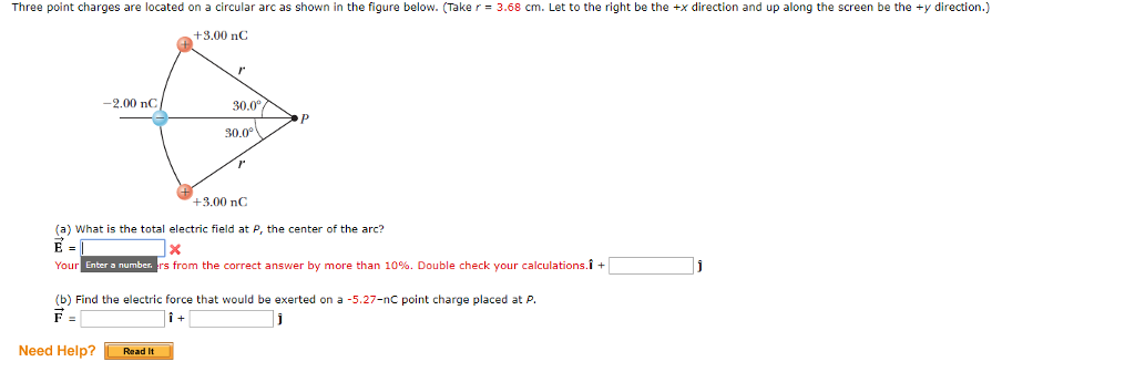 Solved Three point charges are located on a circular arc as | Chegg.com