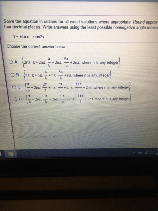 Solved Solve The Equation In Radians For All Exact Solutions