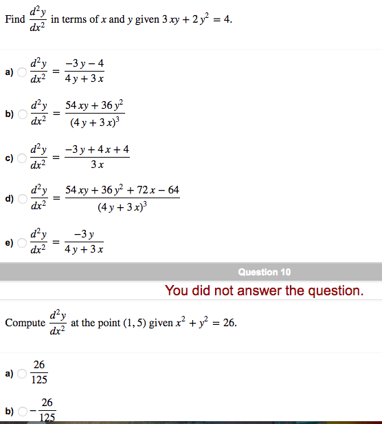 Solved Find In Terms Of X And Y Given 3 Xy 2 4 Dx2