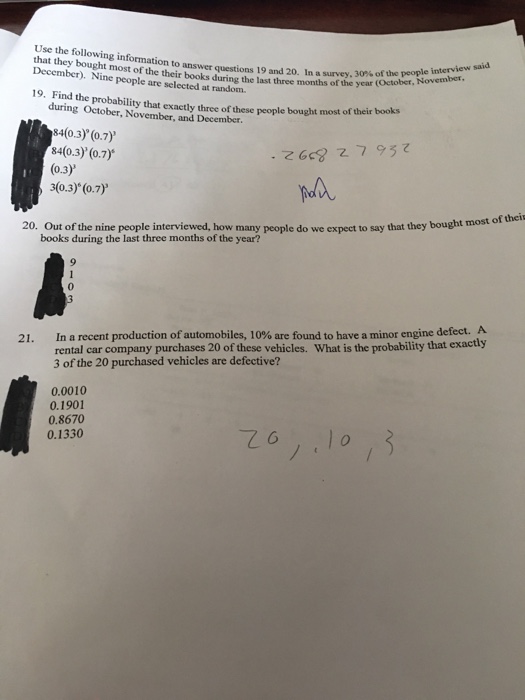 Solved 19 and 21. I forgot how to solve on the calculator. | Chegg.com