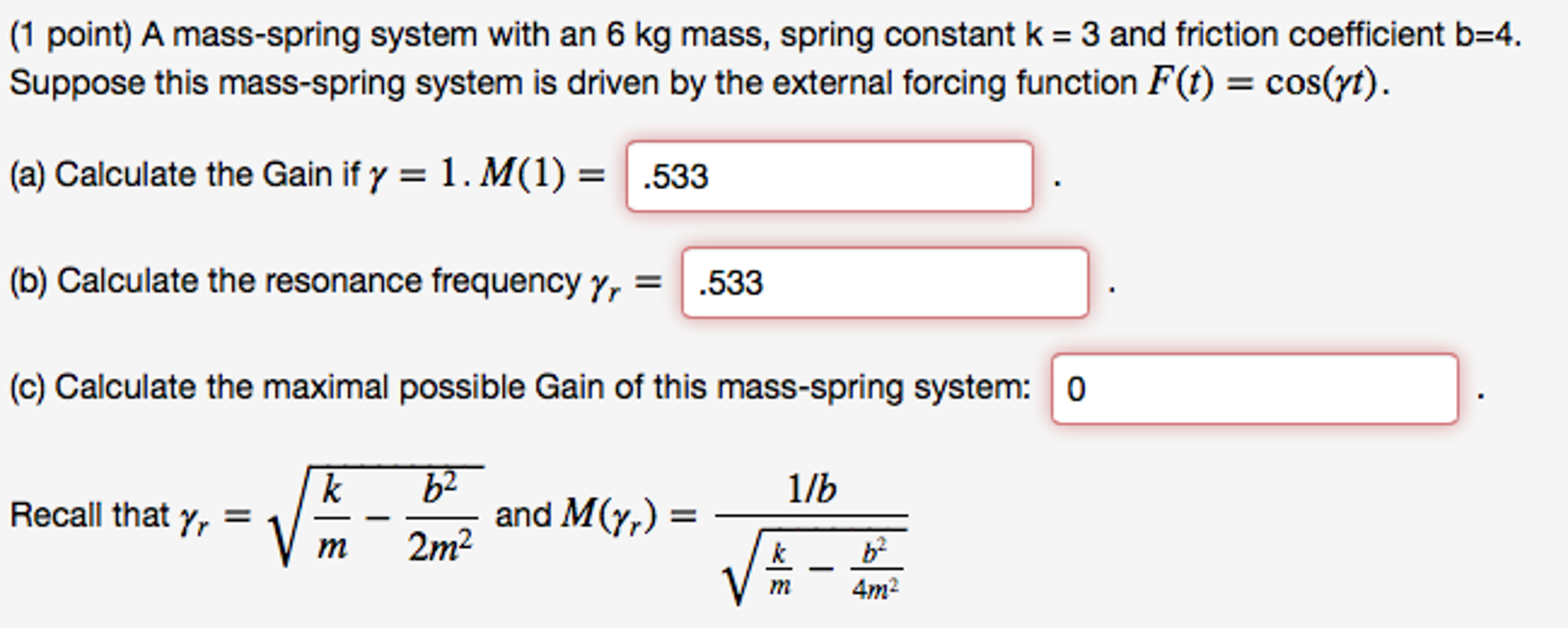 Solved A mass-spring system with an 6 kg mass, spring | Chegg.com