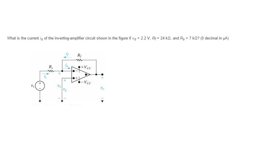 Solved What is the current is of the inverting amplifier | Chegg.com
