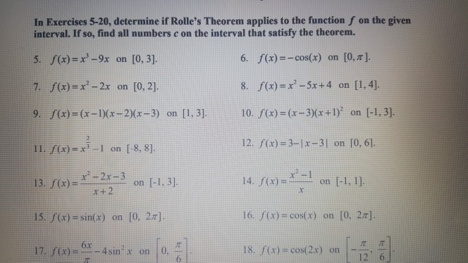 Solved In Exercises 5 20 Determine If Rolles Theorem