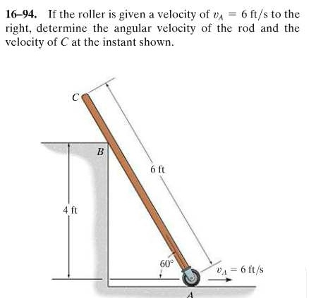 If the roller is given a velcoity of va=6ft/s to the | Chegg.com