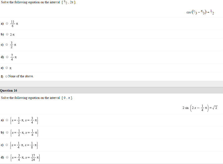 Solved Solve the following equation on the interval [pi/2, 2 | Chegg.com