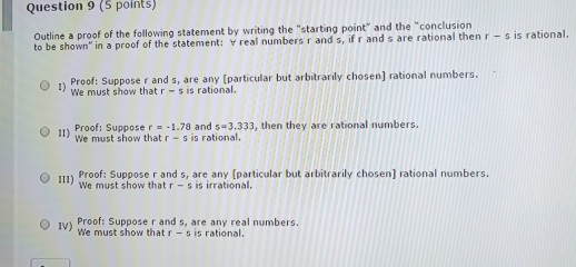 Solved Question 9 (5 points) Outline a proof of the | Chegg.com