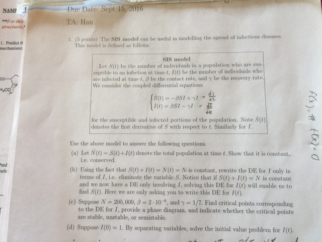 Solved SIS modelling for differential equations and showing | Chegg.com