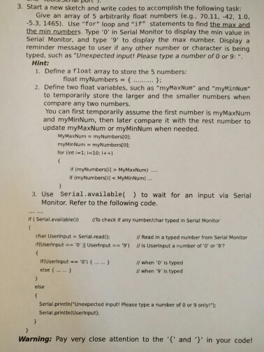 Solved 3. Start a new sketch and write codes to accomplish | Chegg.com