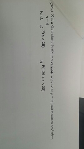 Solved X is a Gaussian distributed variable with mean mu = | Chegg.com