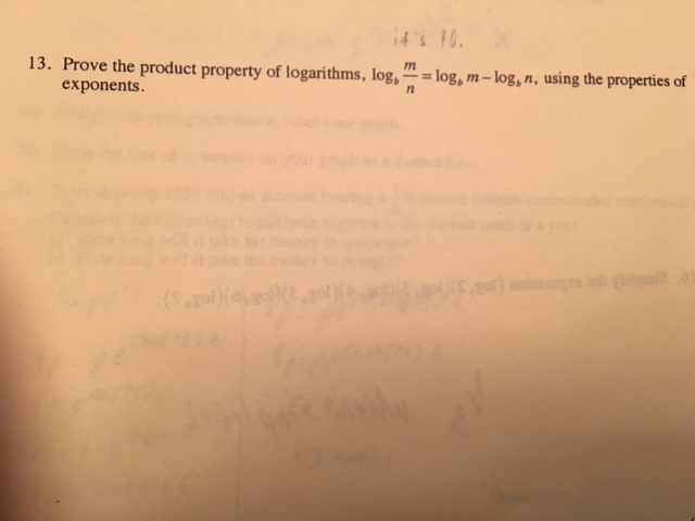 Solved Prove the product property of logarithms (see image) | Chegg.com