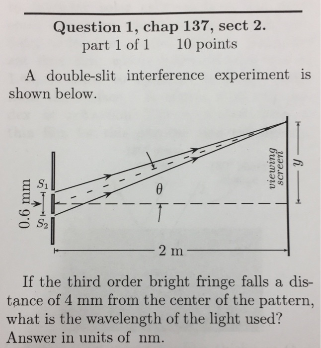 Solved A double-slit interference experiment is shown below. | Chegg.com
