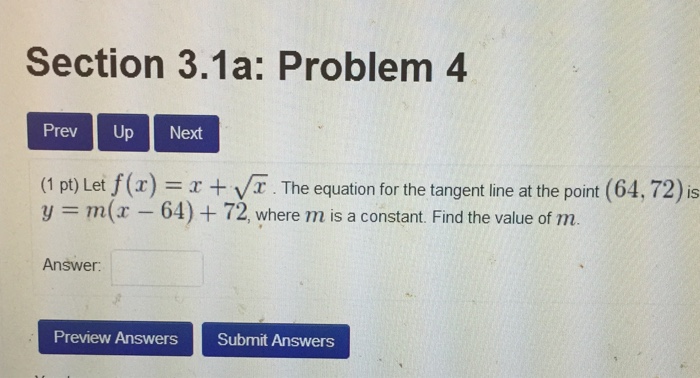 Solved Section 3.1a: Problem1 Prev Up Next (1 pt) Suppose | Chegg.com