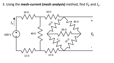 Solved 3. Using the mesh-current (mesh analysis) method, | Chegg.com
