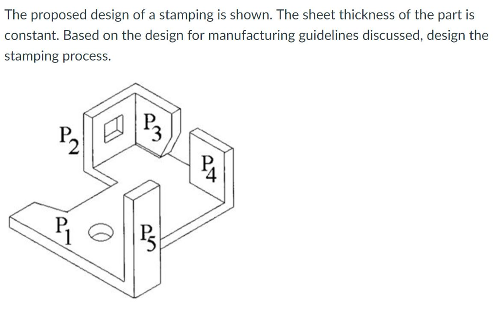 Solved The proposed design of a stamping is shown. The sheet | Chegg.com
