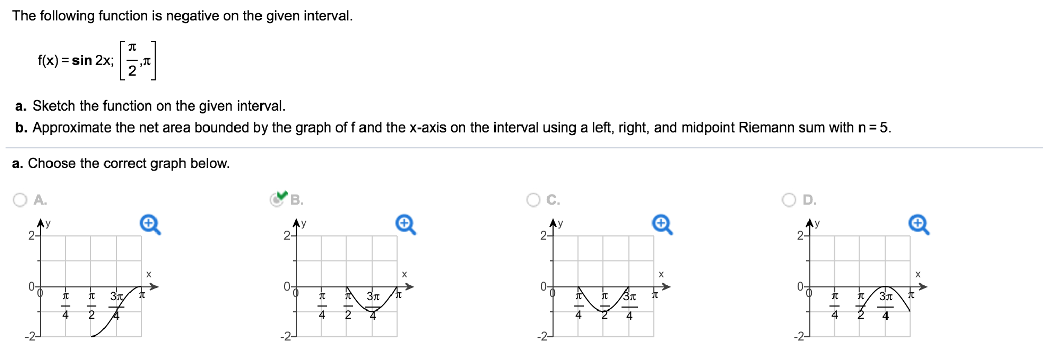 Solved The following function is negative on the given | Chegg.com