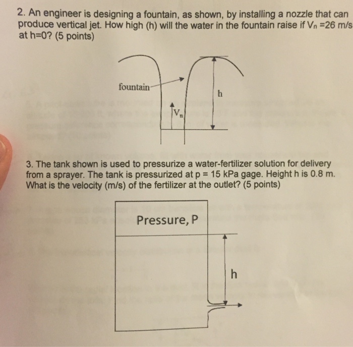 Solved 2. An engineer is designing a fountain, as shown, by | Chegg.com