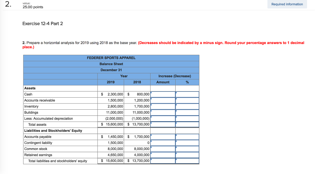 Solved Exercise 12-4 Prepare vertical and horizontal | Chegg.com