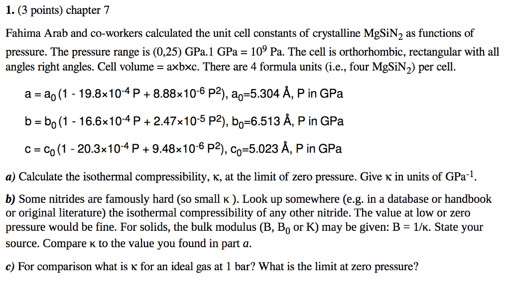 1. (3 points) chapter 7 Fahima Arab and co-workers | Chegg.com