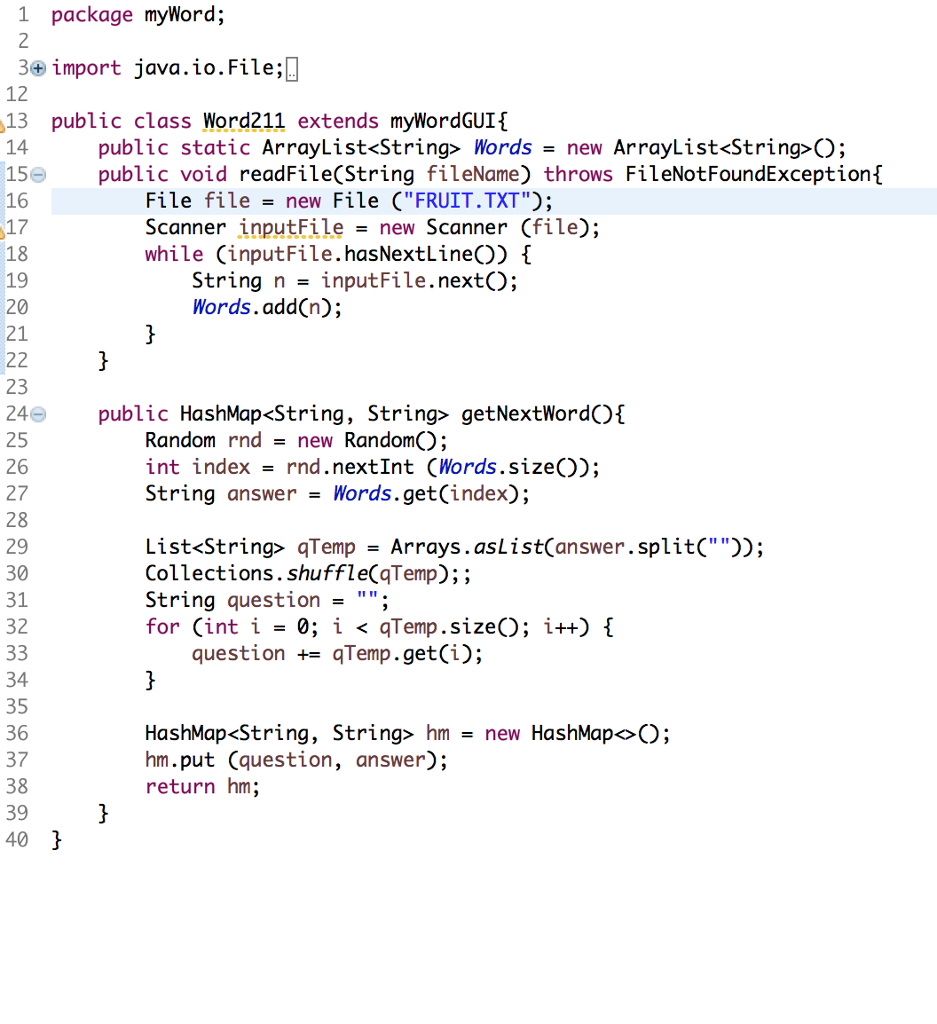 1 package myWord; ???mport java . 10. File:L 12 13 | Chegg.com