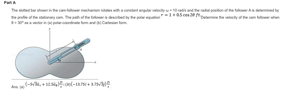 Solved Part A The slotted bar shown in the cam-follower | Chegg.com