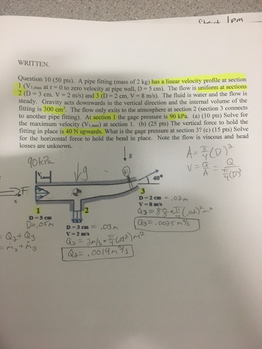 A pip fitting (mass of 2 kg) has a linear velocity | Chegg.com