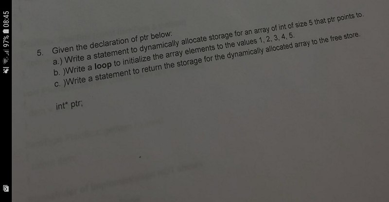 Solved 5 Given The Declaration Of Ptr Below A Write A