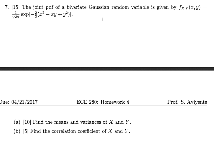 Solved The joint pdf of a bivariate Gaussian random variable | Chegg.com