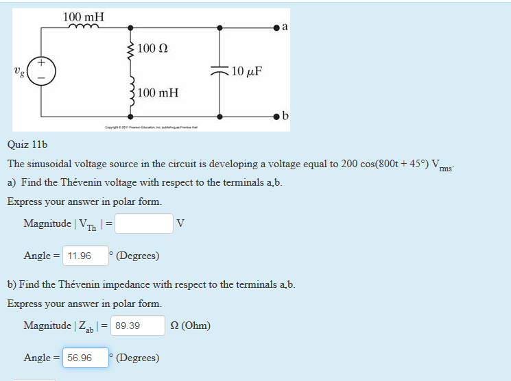 Solved The sinusoidal voltage source in the circuit is | Chegg.com