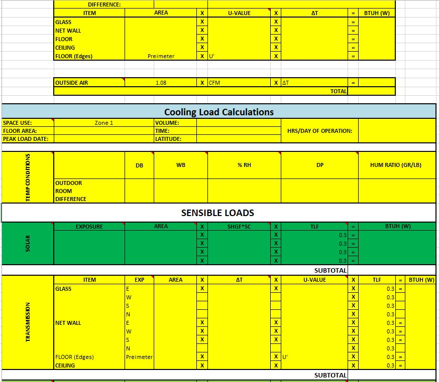 Find and calculate the zonning, heating/coling load | Chegg.com