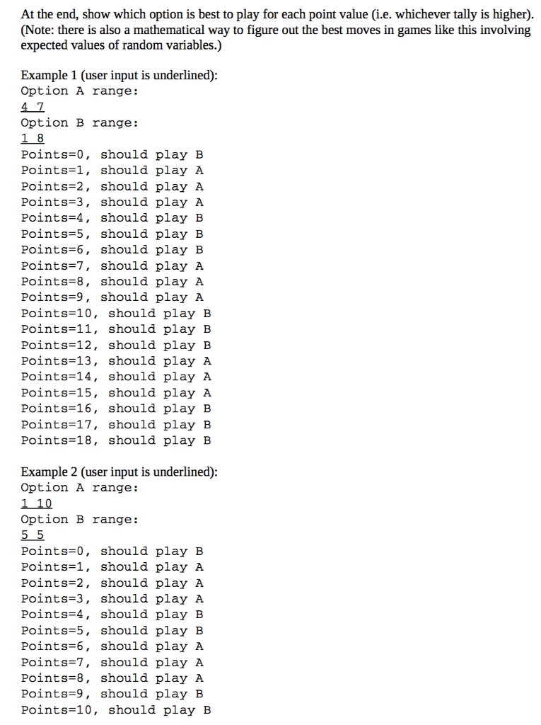 Solved Suppose there is a game with two options: A and B. | Chegg.com
