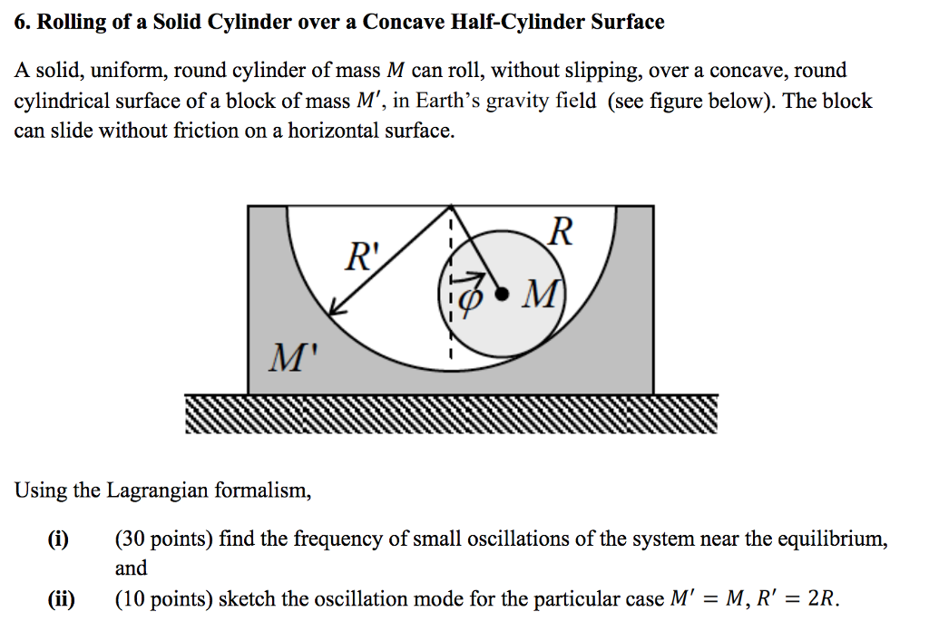 Solved 6. Rolling of a Solid Cylinder over a Concave | Chegg.com