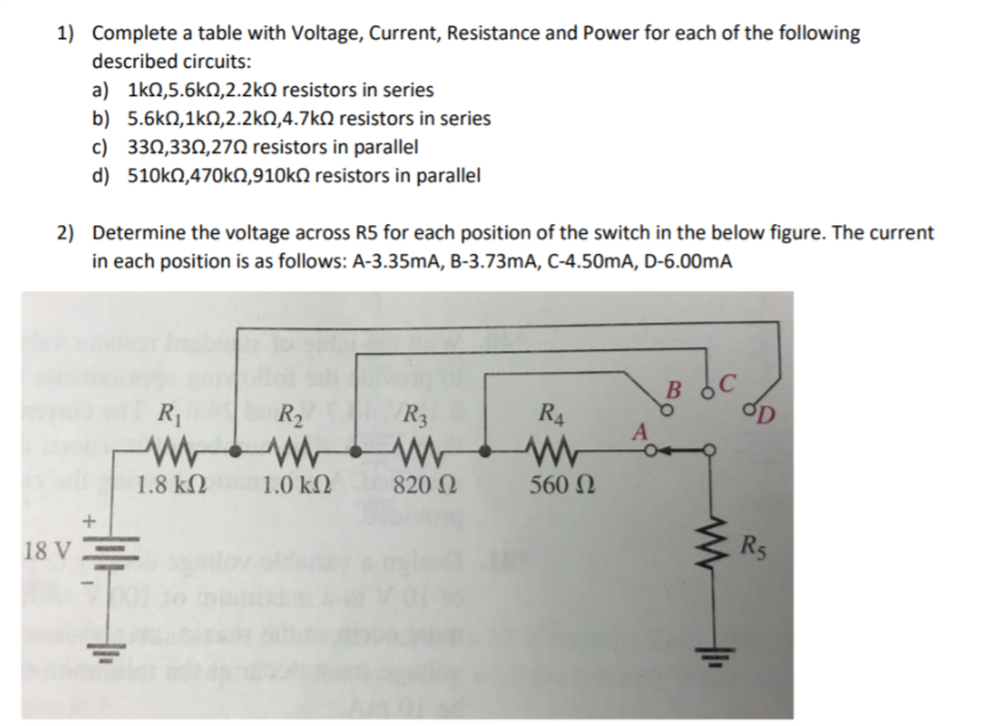 Solved 1 Complete A Table With Voltage Current Resistance Chegg