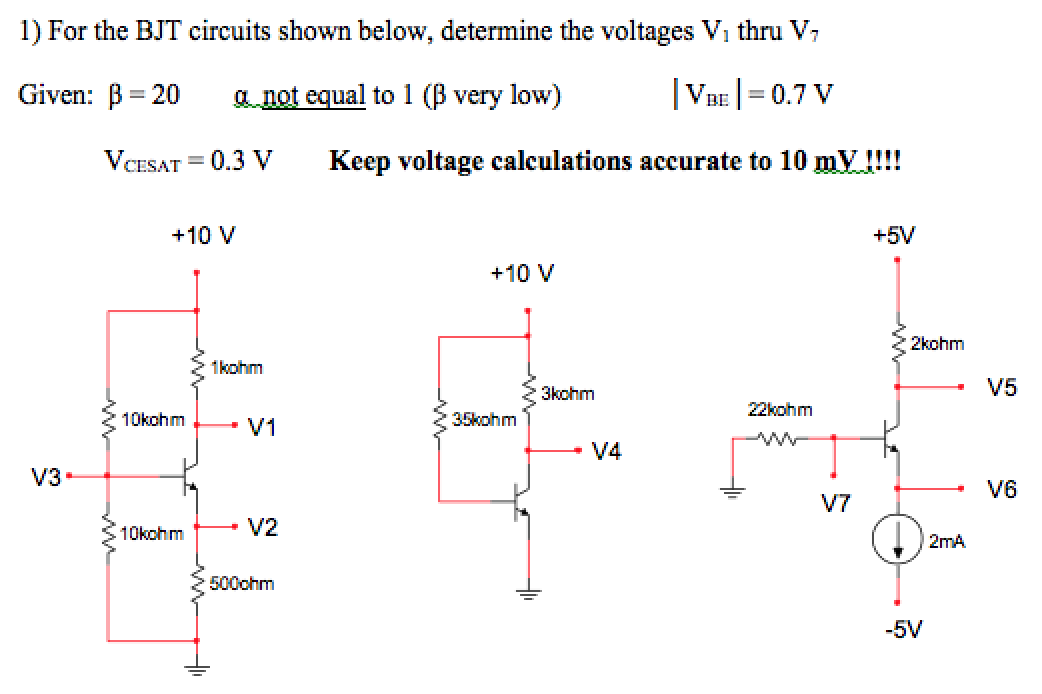 Solved For the BJT circuits shown below, determine the | Chegg.com